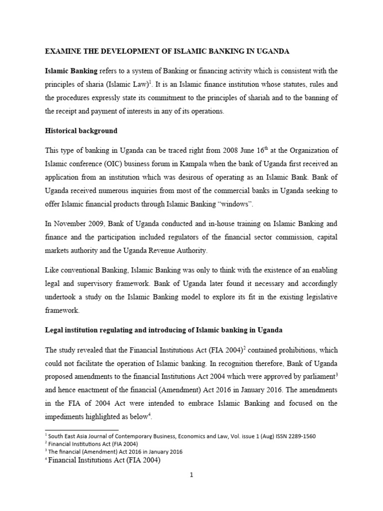 Examine The Development of Islamic Banking in Uganda | Download Free PDF | Islamic Banking And ...