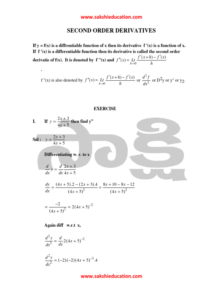 09 04 Second Order Derivatives | PDF