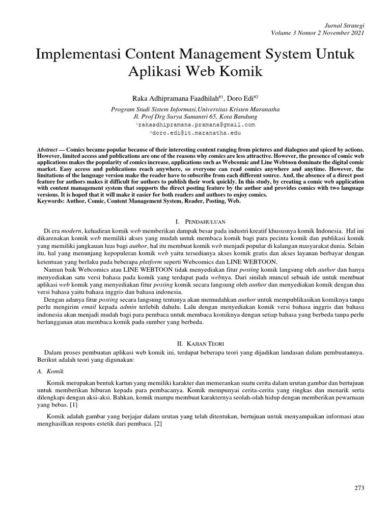 Implementasi Content Management System Untuk Aplikasi Web Komik | PDF | Seni | Komputer