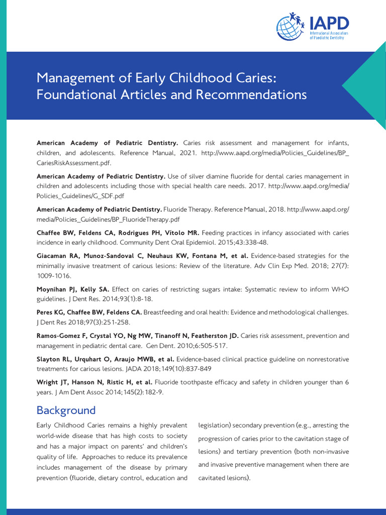 Early Childhood Caries Management Guidelines | PDF | Medicine | Mouth