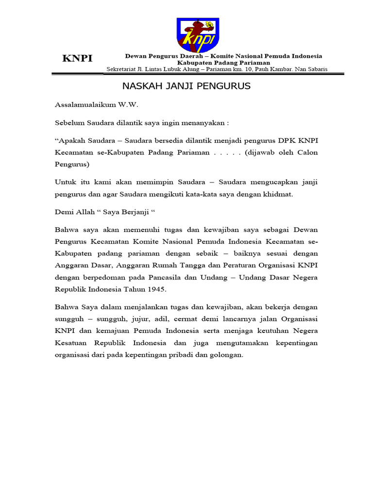 Naskah Pelantikan | PDF