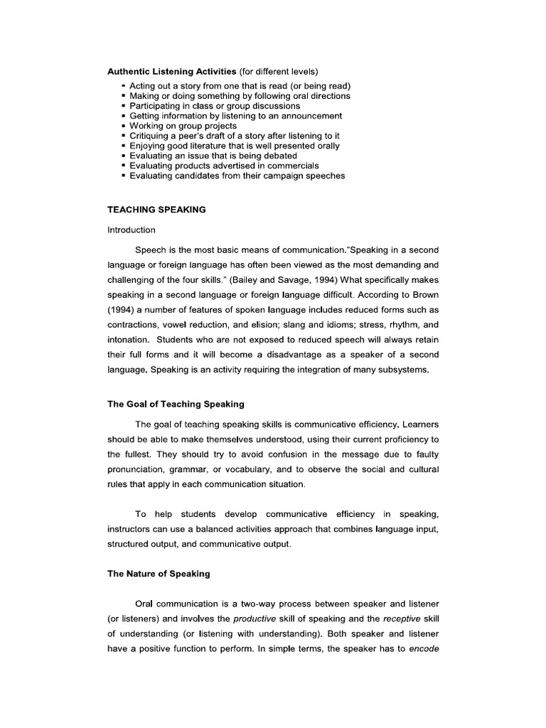 Teaching Speaking | PDF