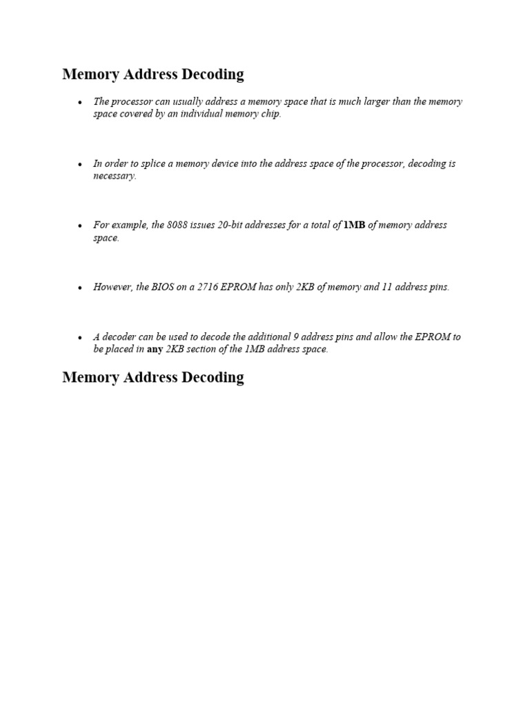 Memory Address Decoding | Download Free PDF | Error Detection And ...