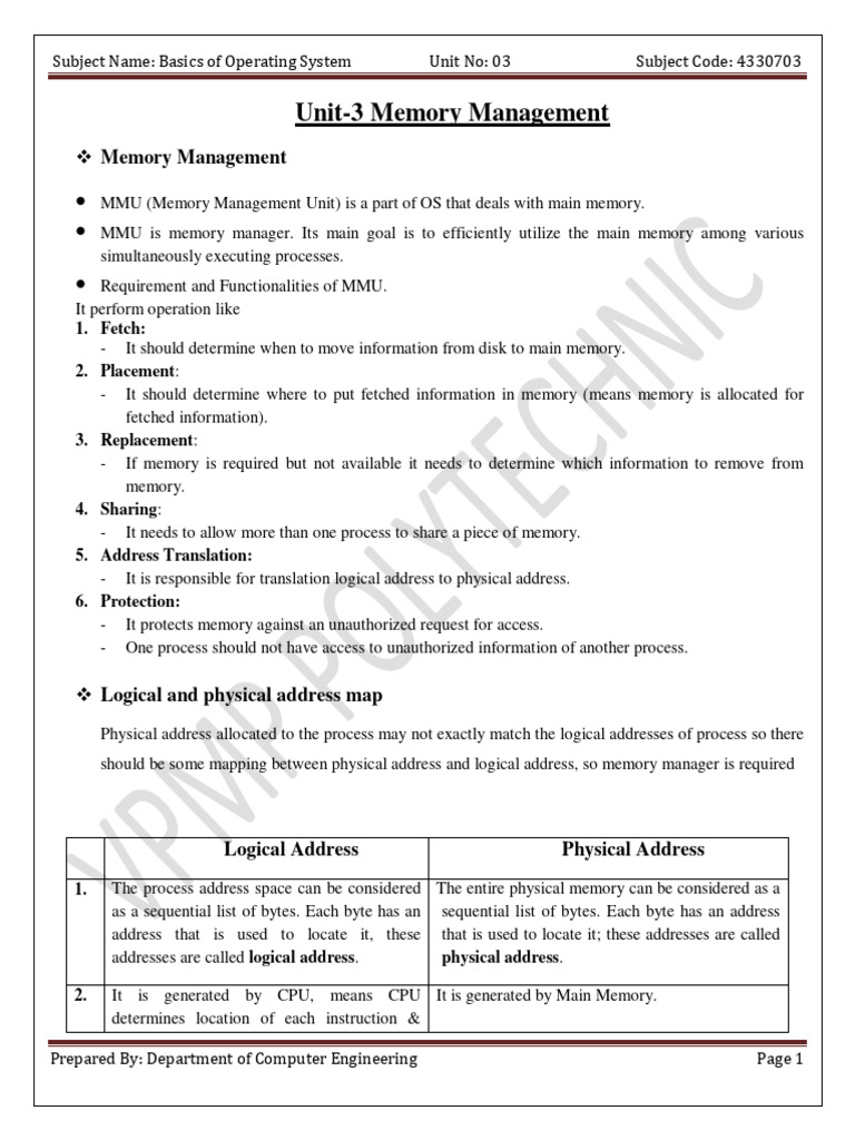 Bos Unit 3 | Download Free PDF | Computer Data Storage | Process (Computing)
