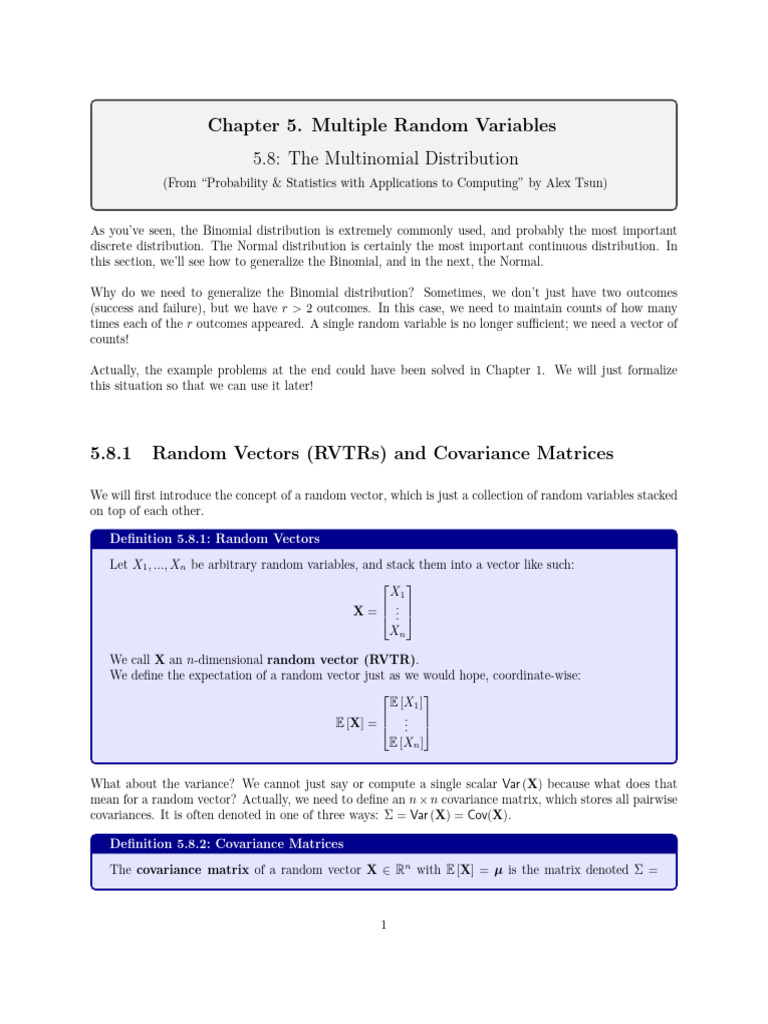 Miltinomiale Random Variable | PDF | Probability Distribution | Variance