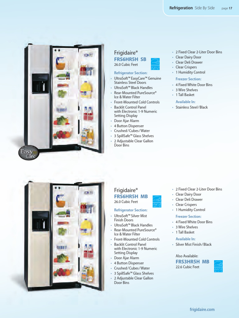 Frigidaire Refrigeration Catalog 29645-1 | PDF | Refrigerator | Door