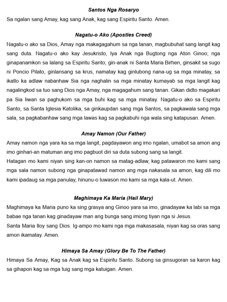 Santos nga Rosaryo nga Pangamuyo | PDF | Religion & Spirituality