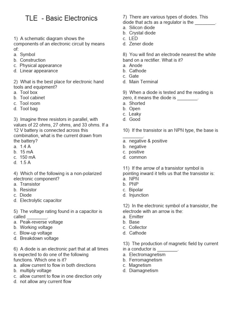 TLE - Basic Electronics | Download Free PDF | Rectifier | Electrical ...