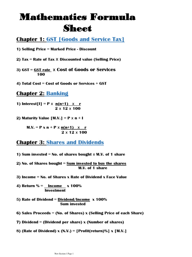Mathematics Formulae Sheet | PDF | Circle | Triangle