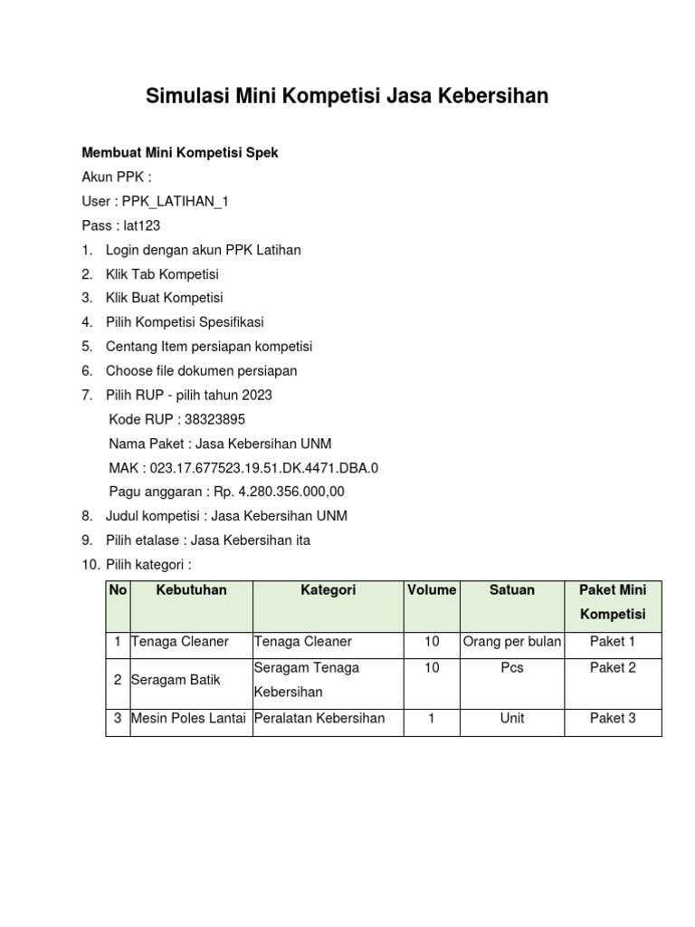 Simulasi Mini Kompetisi | PDF