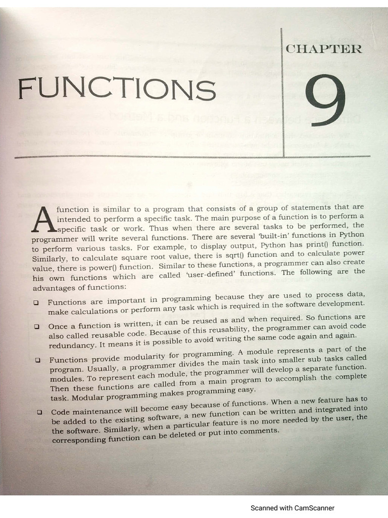 Chapter 9 - Functions | PDF