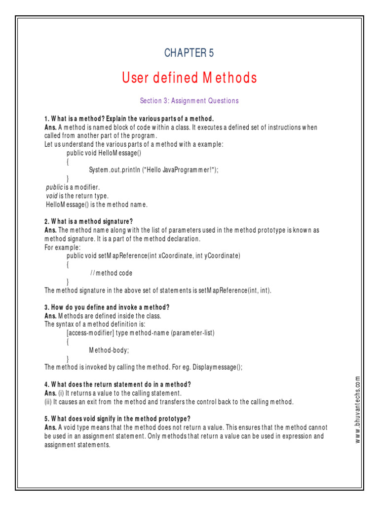 CHAPTER5 | Download Free PDF | Parameter (Computer Programming) | Method (Computer Programming)