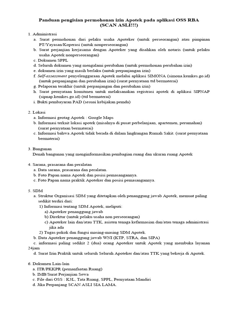 Panduan Izin Apotek Pada Aplikasi OSS RBA | PDF | Bisnis | Hukum