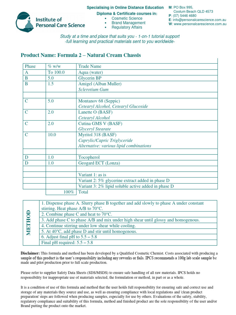 Fast Formulation Emulsion 2 Natural Chassis | PDF | Chemistry