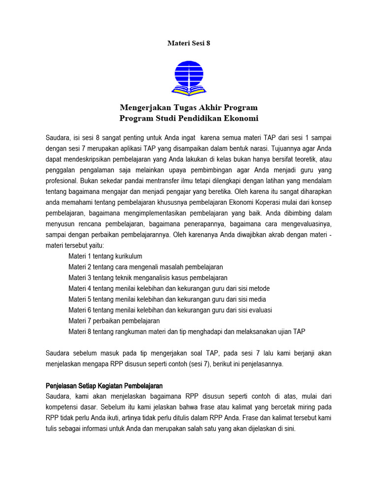 Materi TAP Sesi 8 | PDF | Karier & Perkembangan | Pengembangan Diri