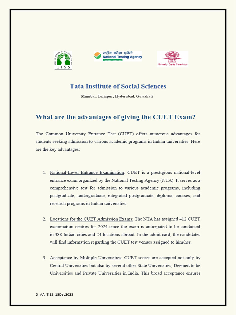 CUET Importance Information Advantage Fi 19dec2023 | PDF