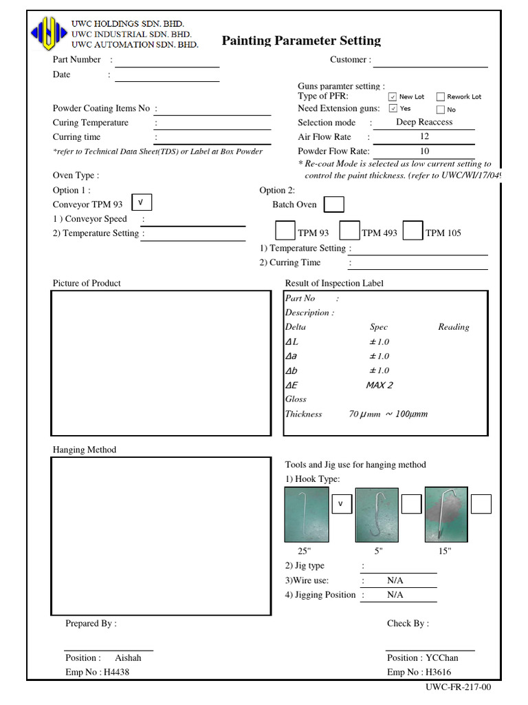 Form Parameter Setting Form | PDF