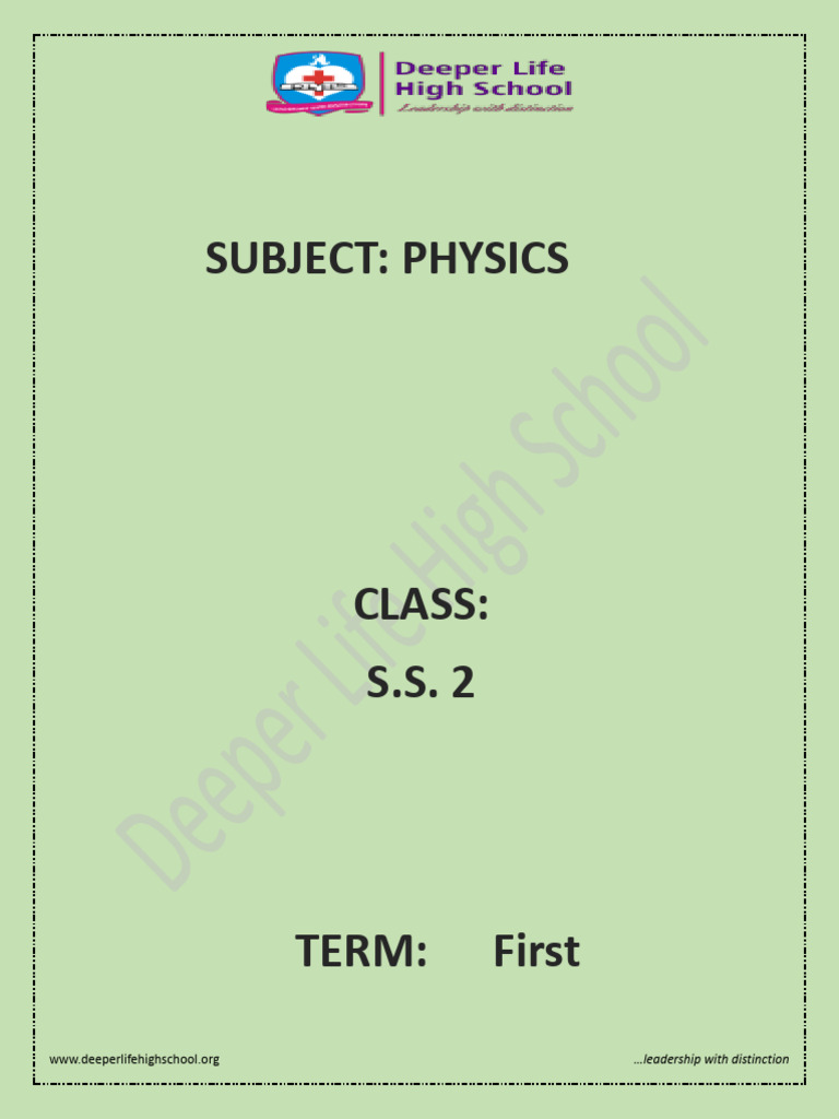 SS 2 Physics First Term E-Note | PDF | Euclidean Vector | Force