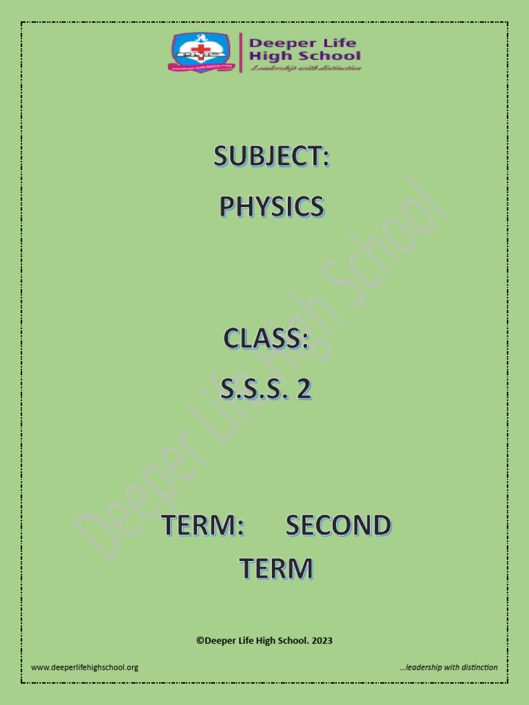SS 2 Physics Second Term E-Note - 092926 | PDF | Collision | Force