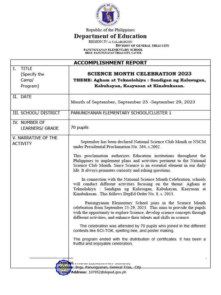 Science Month Celebration | PDF | Philippines