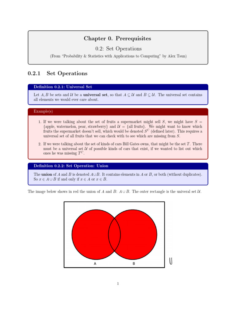 Chapter 0. Prerequisites 0.2: Set Operations | PDF | Mathematical ...