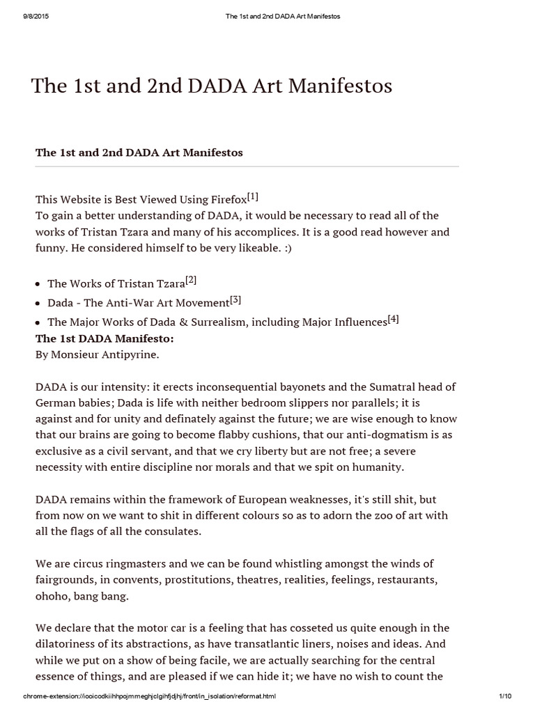 DADA Art Manifestos Explained | PDF | Cubism