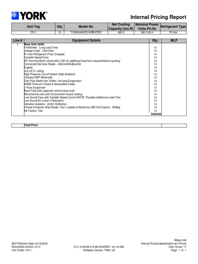 Internal Pricing Report for Mega Mall | PDF | Equipment | Physical ...