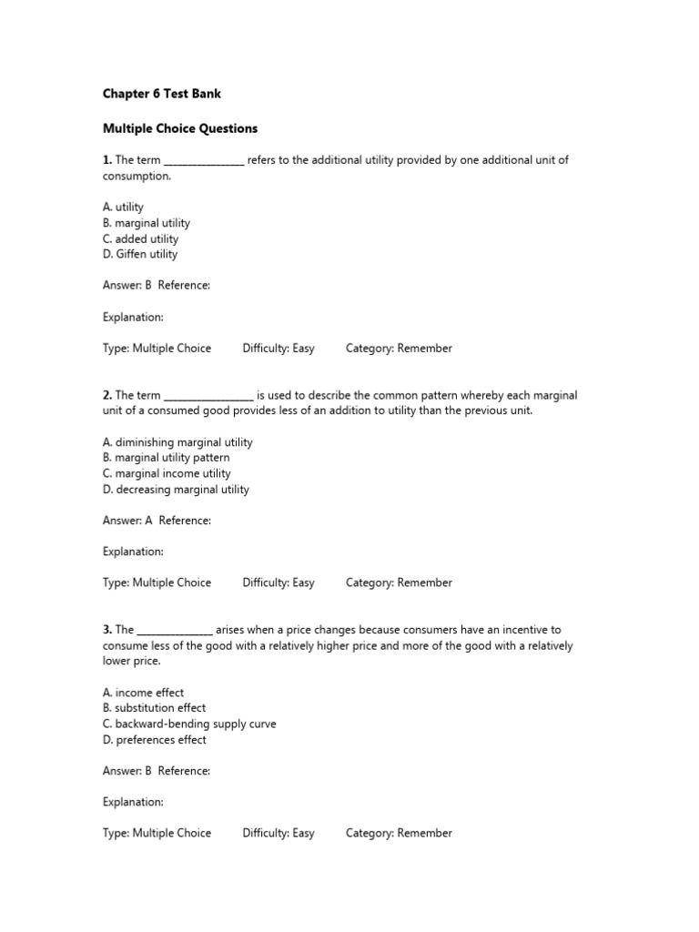 OpenStax Economics TestBank Ch06 Consumer Choices | PDF | Utility ... OpenStax Economics TestBank Ch06 Consumer Choices | PDF | Utility ...