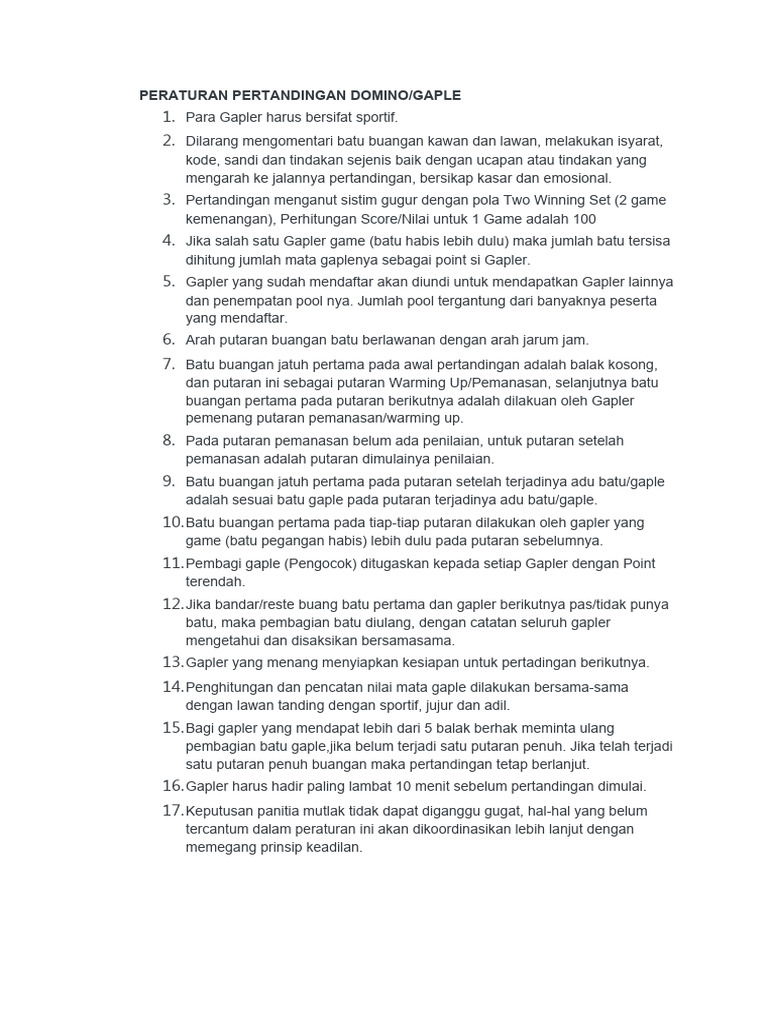 Aturan Main Domino/Gaple | PDF