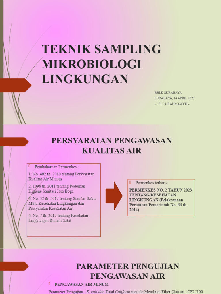 Teknik Sampling Mikrobiologi Lingkungan - 14 April 2023 | PDF
