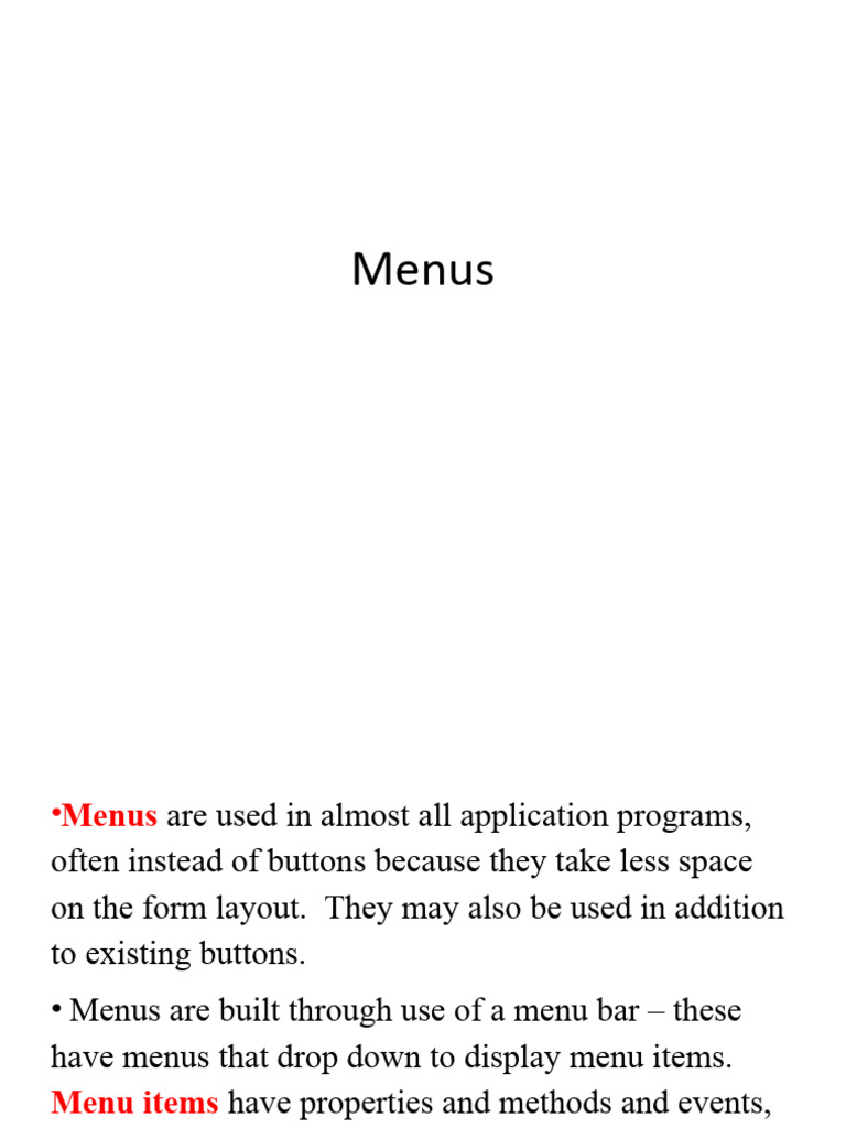 Menus | PDF