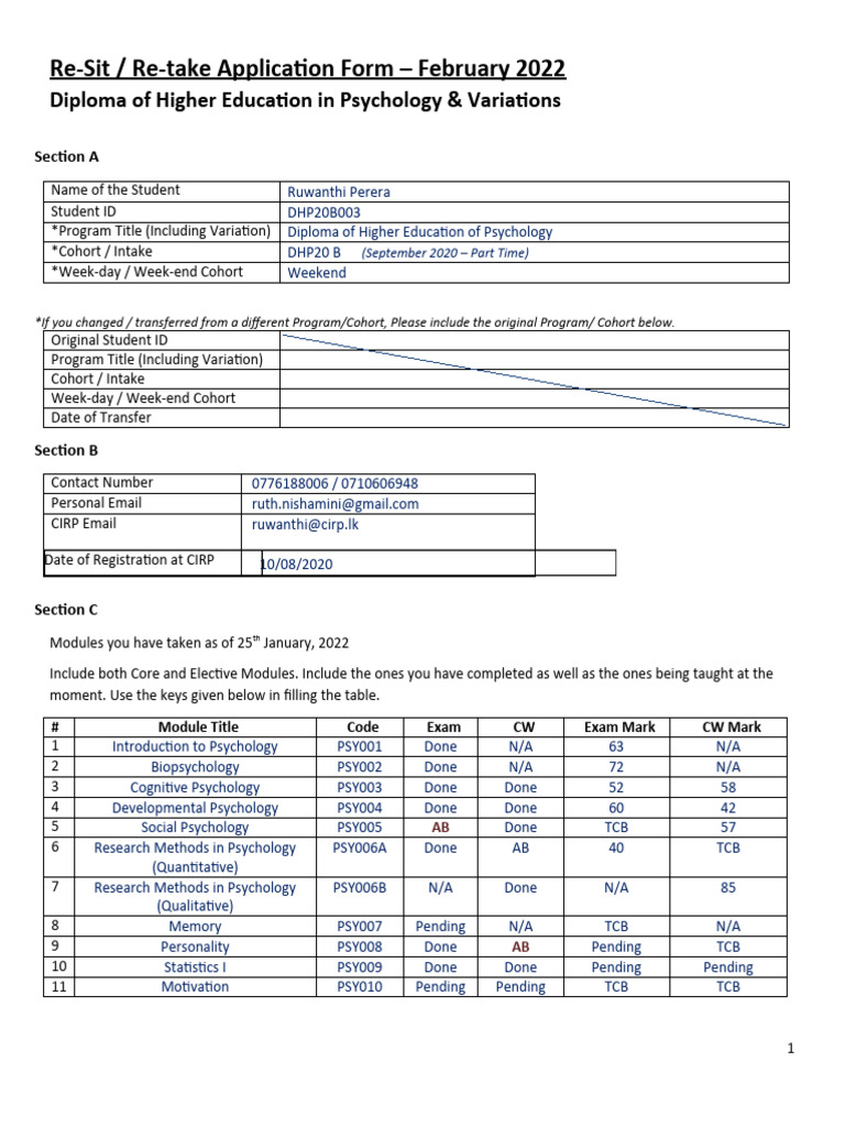 February 2022 Re-Sit Application Form | PDF | Banks | Receipt