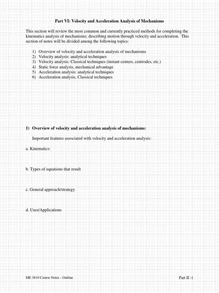 ME3610 - Part VI Velocity Analysis of Mechanisms - Reference | PDF
