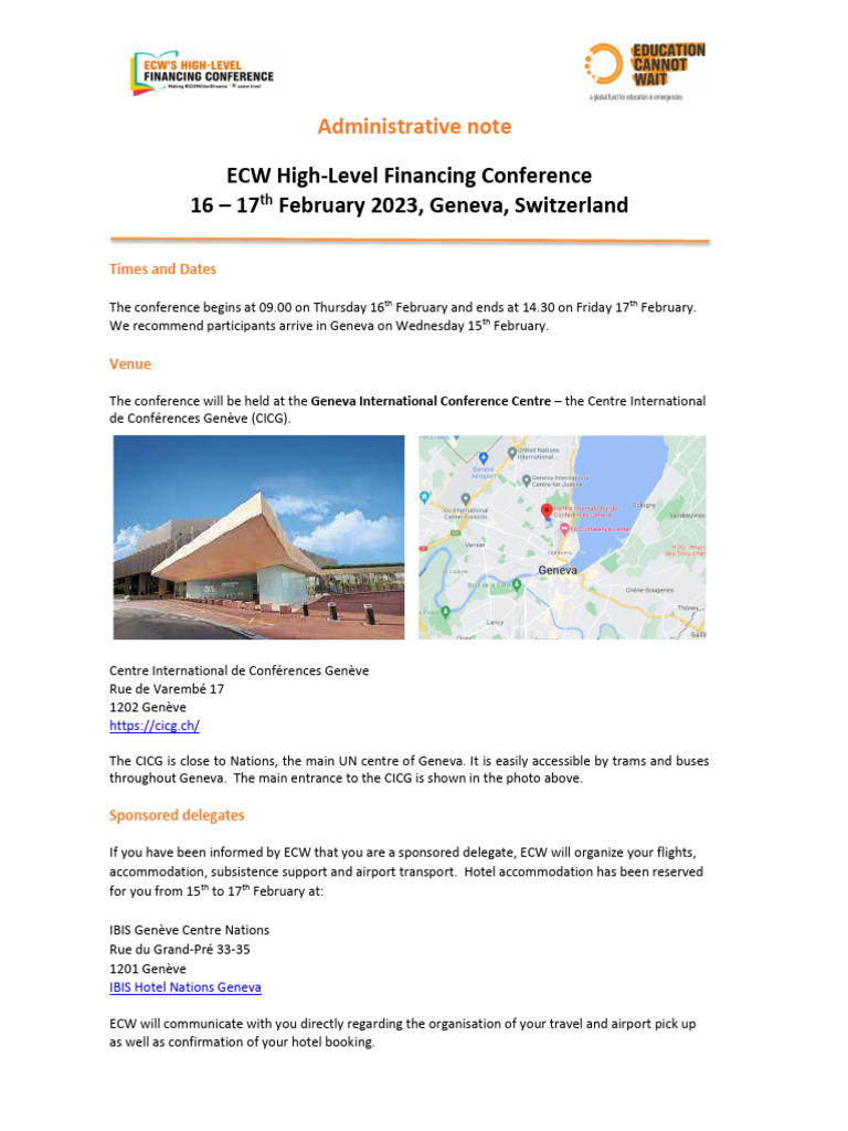 ECW Financing Conference Details 2023 | PDF | Ac Power Plugs And ...