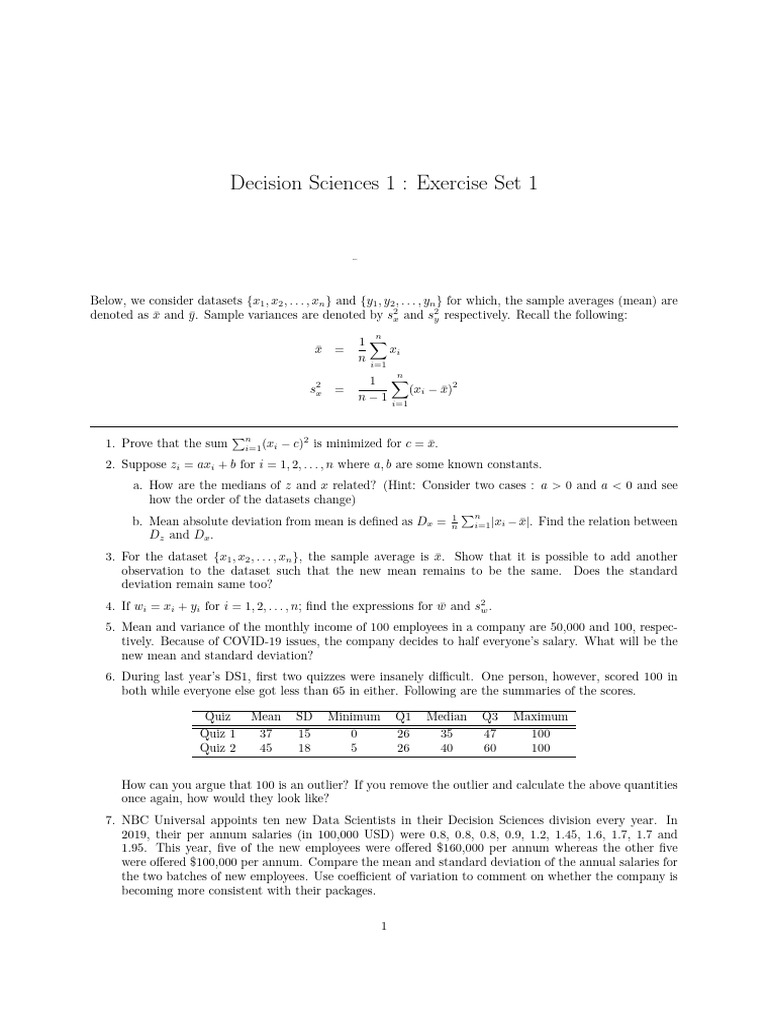 Week1 Exercises | PDF | Statistics | Statistical Theory