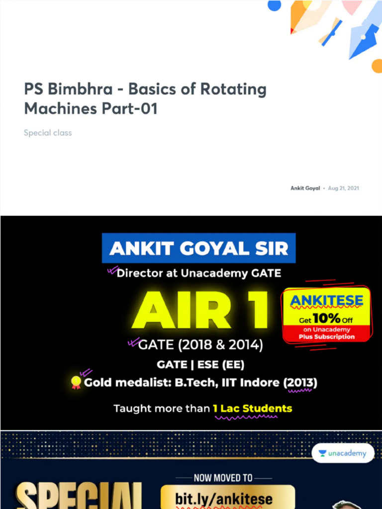 PS Bimbhra Basics of Rotating Machines Part01 With Anno | PDF