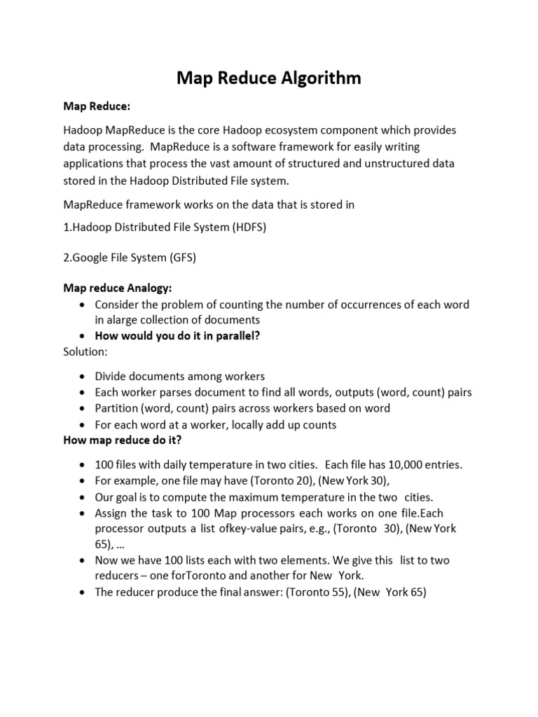 Map Reduce Algorithm Pdf Map Reduce Apache Hadoop 1148