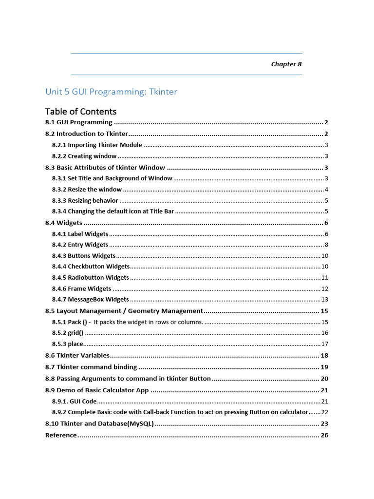 Unit 5 Gui Programming Tkinter Pdf Window Computing Graphical User Interfaces 