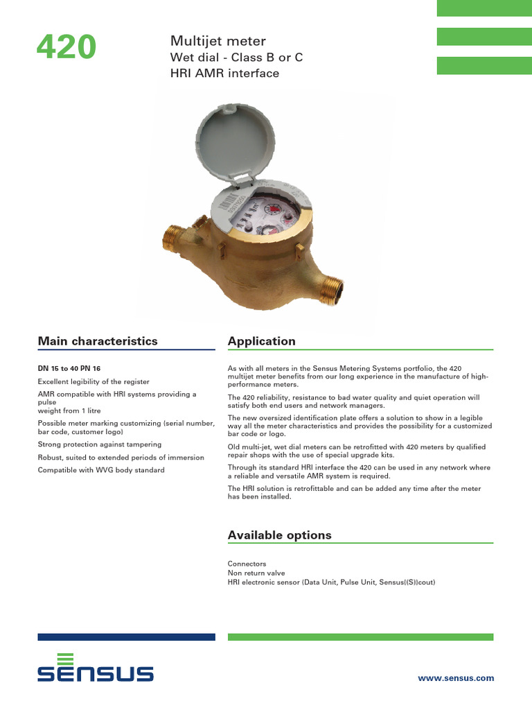Sensus - Vodomeri | PDF | Pipe (Fluid Conveyance) | Physical Sciences