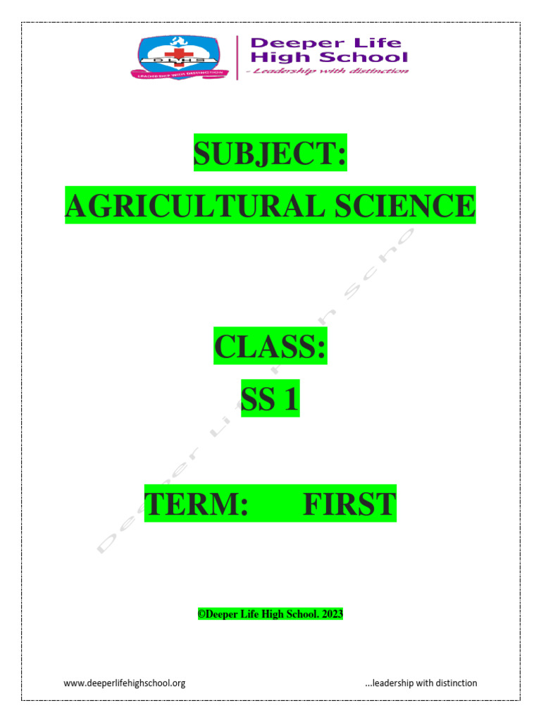 SS 1 AGRIC SCIENCE FIRST TERM E-NOTE | PDF | Agriculture | Intensive ...