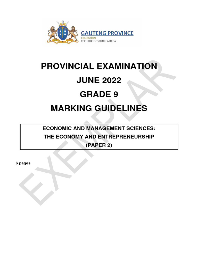 Gr9 EMS P2 ENG June 2022 Possible Answers | PDF | Prices | Goods
