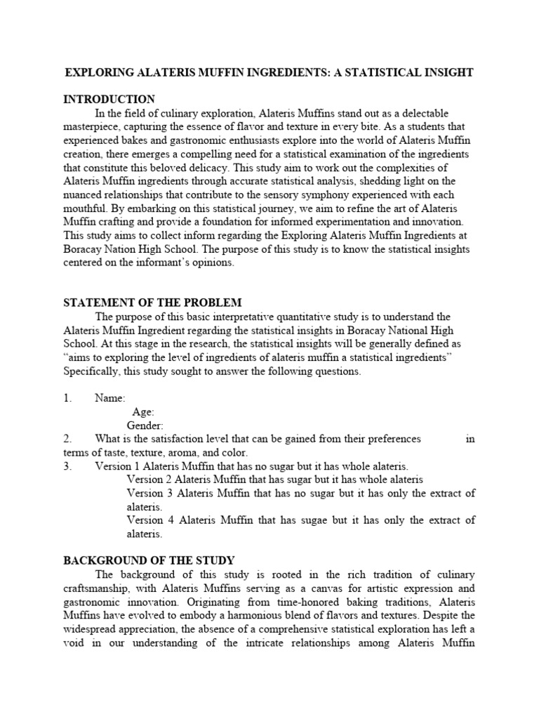 Exploring Alateris Muffin Ingredients A Statistical Insight | PDF ...