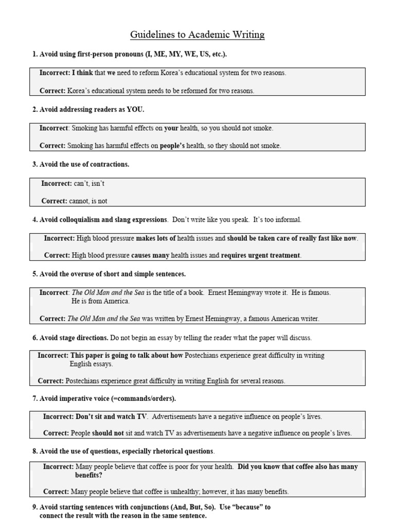 Academic Writing Guidelines For Freshmen (2024) | PDF | English ...