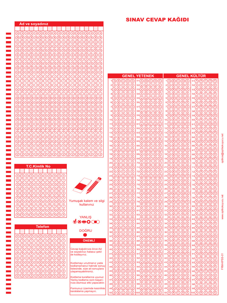 KPSS Optik Form Kodlama Talimatları | PDF