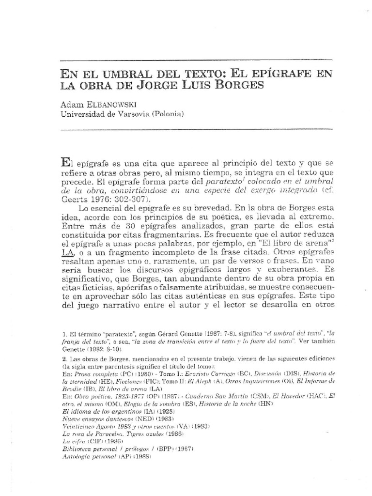 En El Umbral Del Texto El Epígrafe | PDF