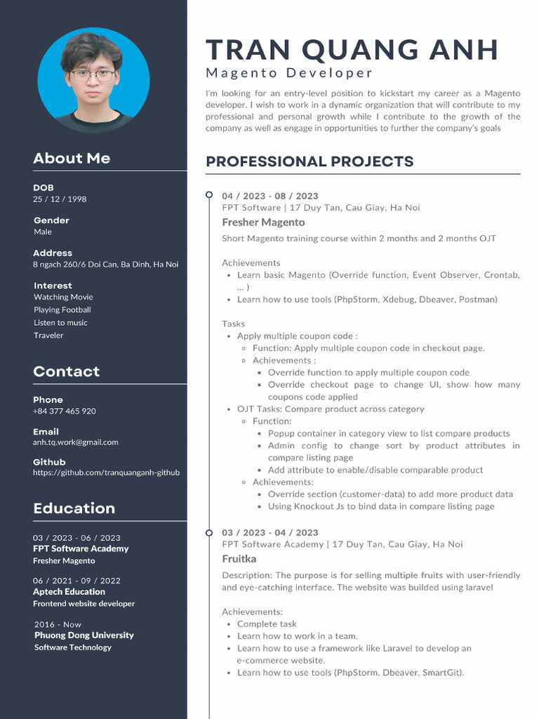 Tran Quang Anh - CV | PDF