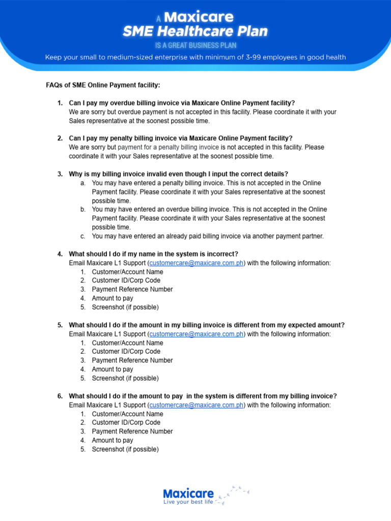 FAQ - Maxicare SME Online Payment Facility | PDF | Cheque | Payments