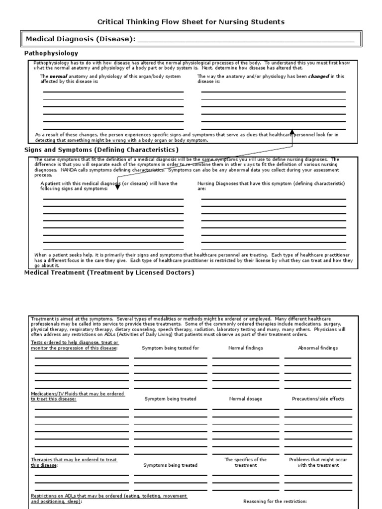 Critical Thinking Flow Sheet For Nursing Students | PDF | Medical ...
