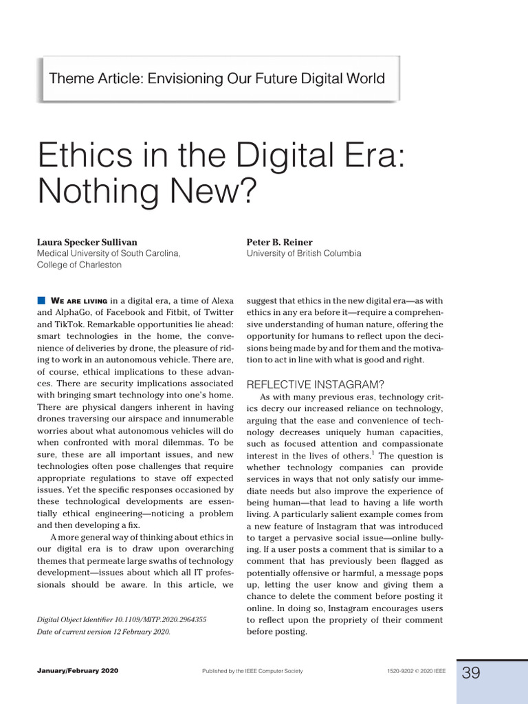 2020 Ethics in The Digital Era Nothing New | PDF | Autonomy ...