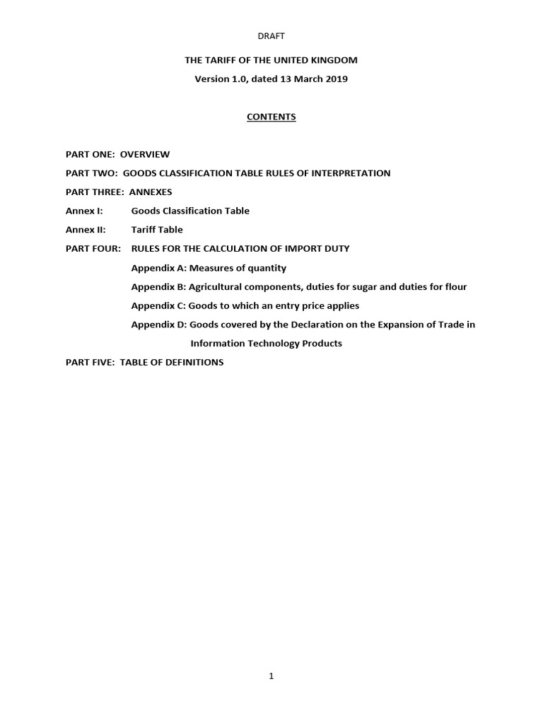Tariff Reference Document 13 March 2019 | PDF | Vertebral Column | Cattle